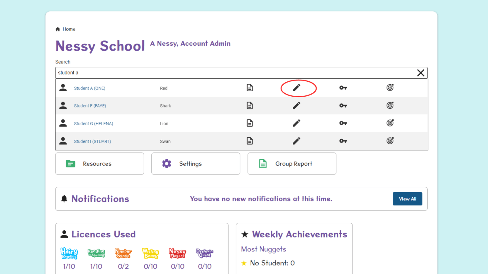 How do I turn off access to Jungle Town for individual students? | Nessy