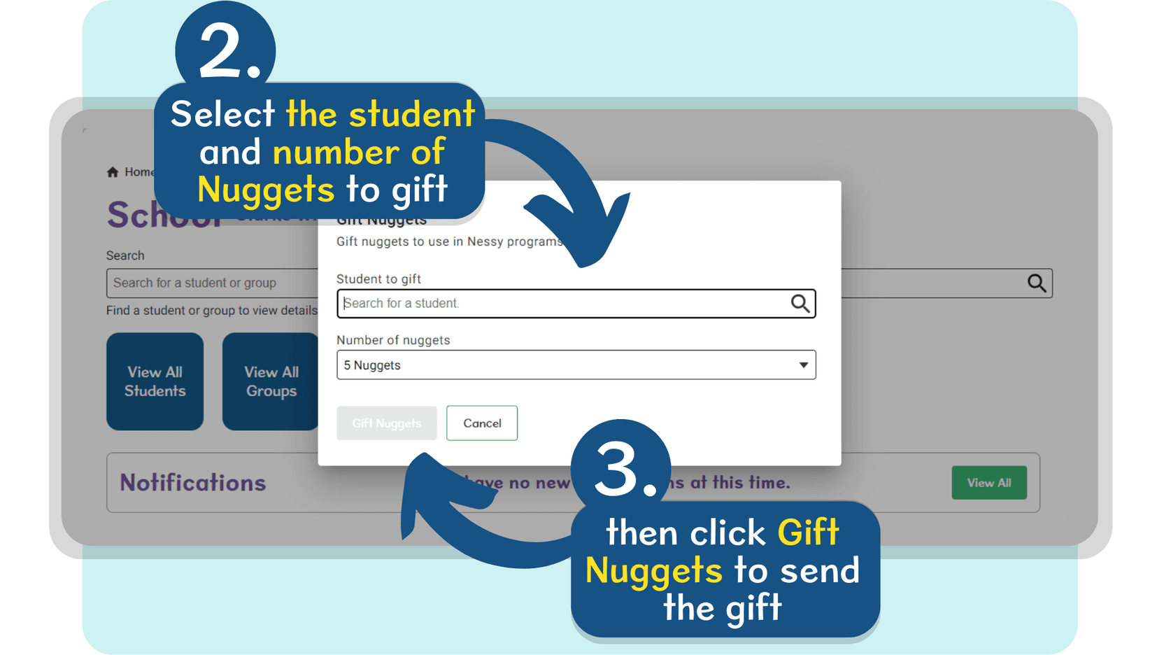 How do I gift nuggets to a student? | Nessy