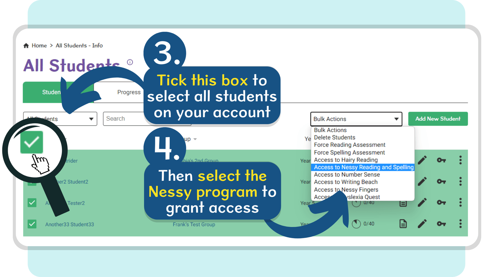 How do I give multiple students access in bulk? | Nessy