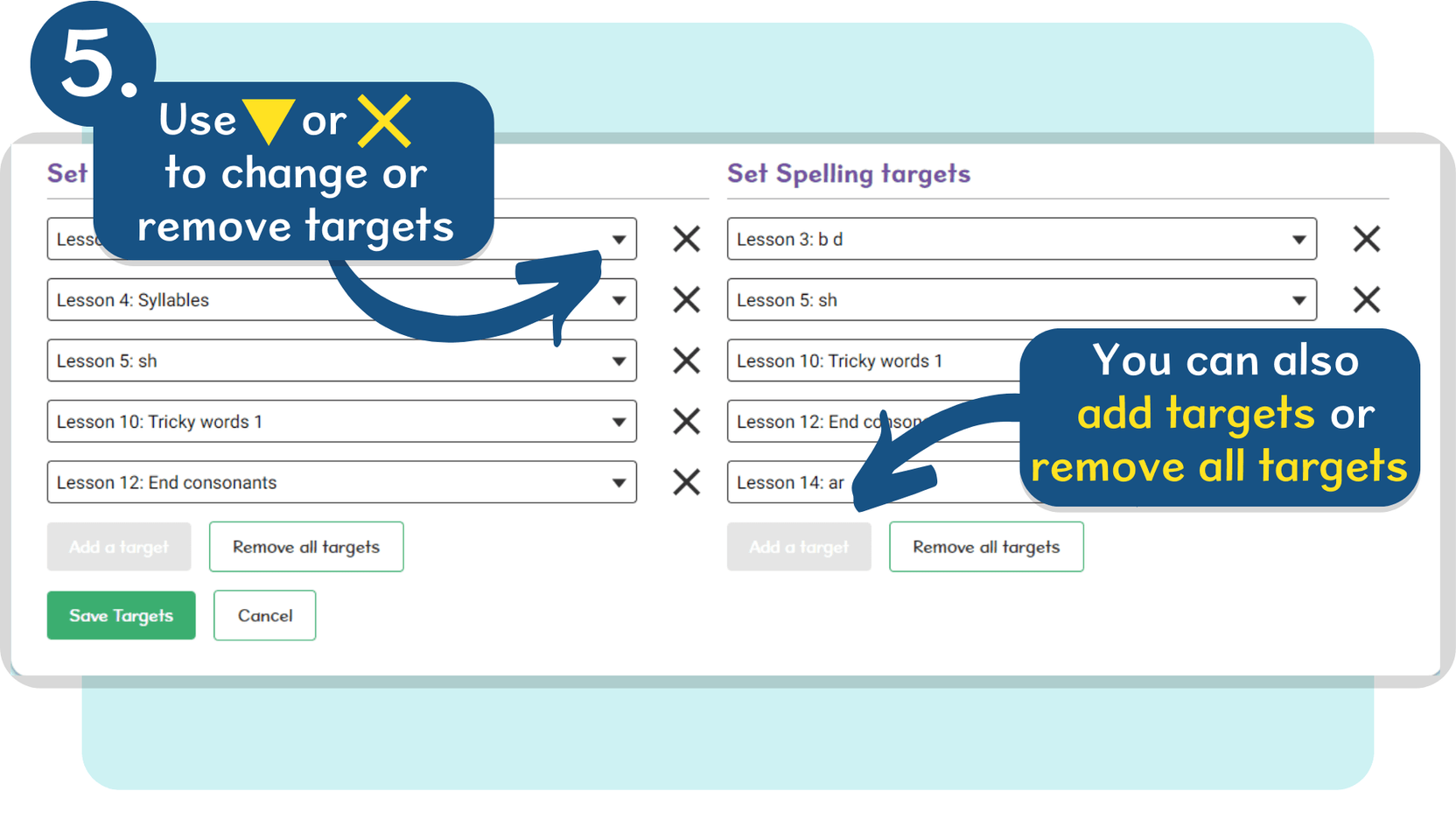 How do I edit target lessons for Nessy Reading and Spelling? | Nessy